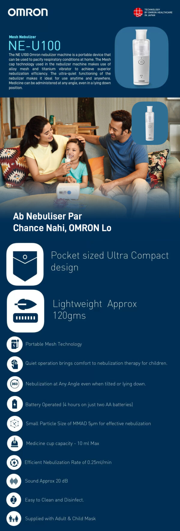 Buy Omron NE U100 Mesh Nebulizer Online at Best Price