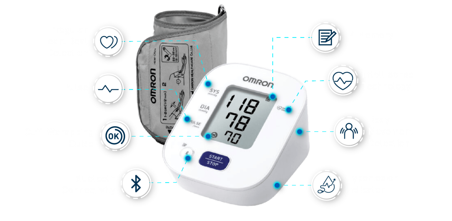 Omron HEM 7142T1 Bluetooth Blood Pressure Monitor with Body Movement ...